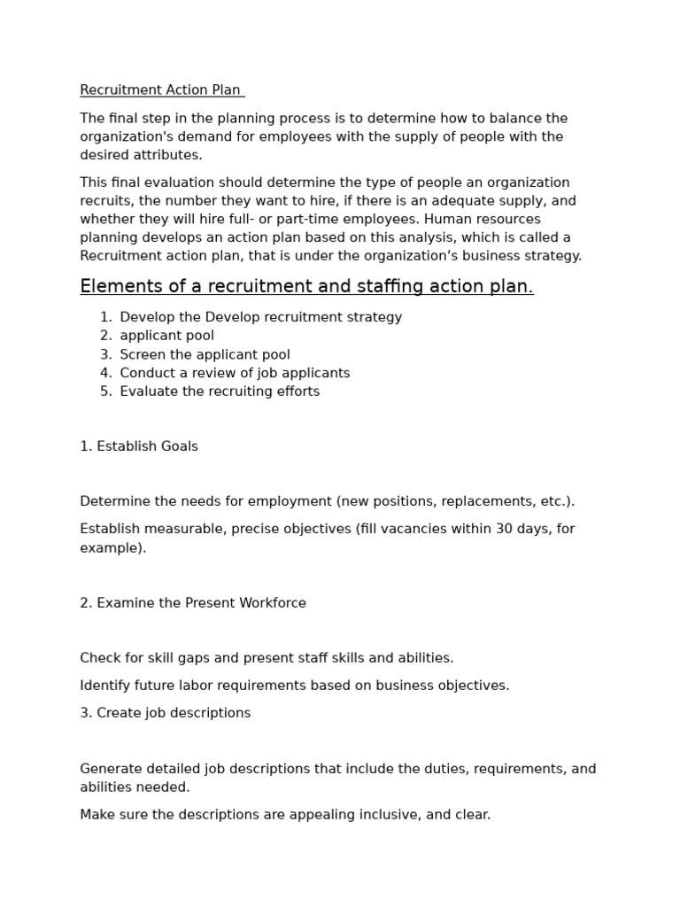 Effective Recruitment Action Plan Guide | PDF | Recruitment | Business