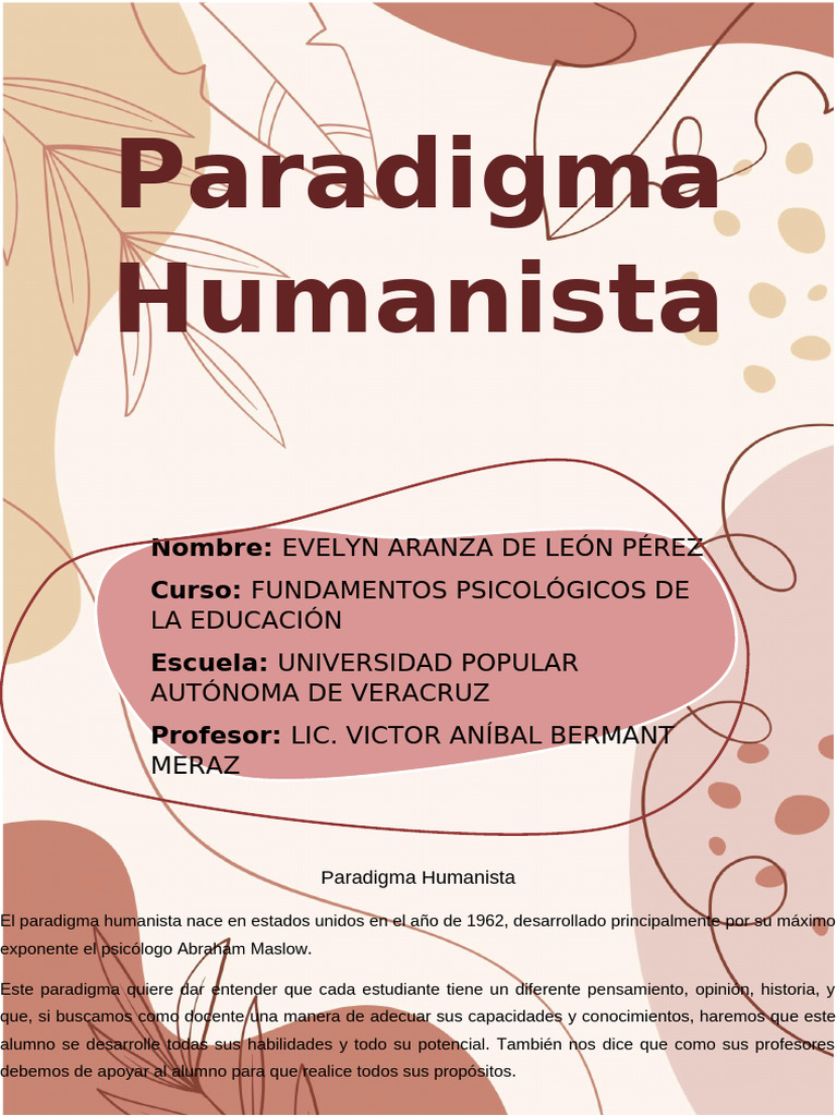 Paradigma Humanista En Educación Pdf Maestros Sicología