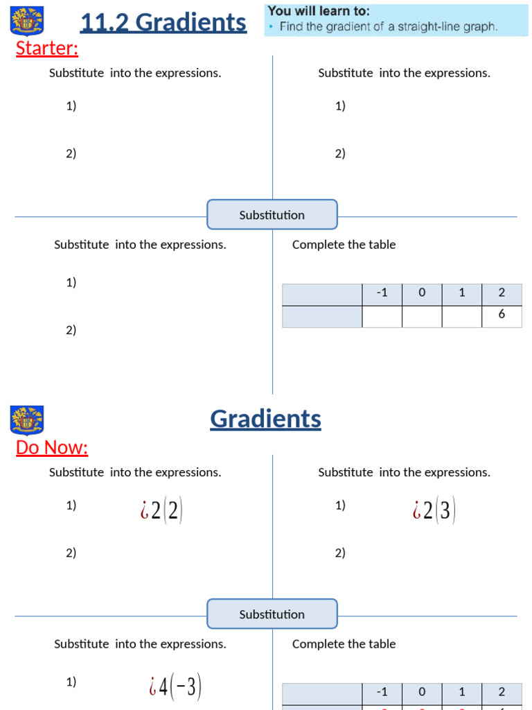 Year 8 Gradient Calculation Guide | PDF | Slope | Elementary Mathematics