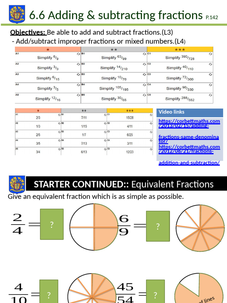 L45 L46 Fractions 4 Operations | PDF | Mathematics | Mathematical Concepts