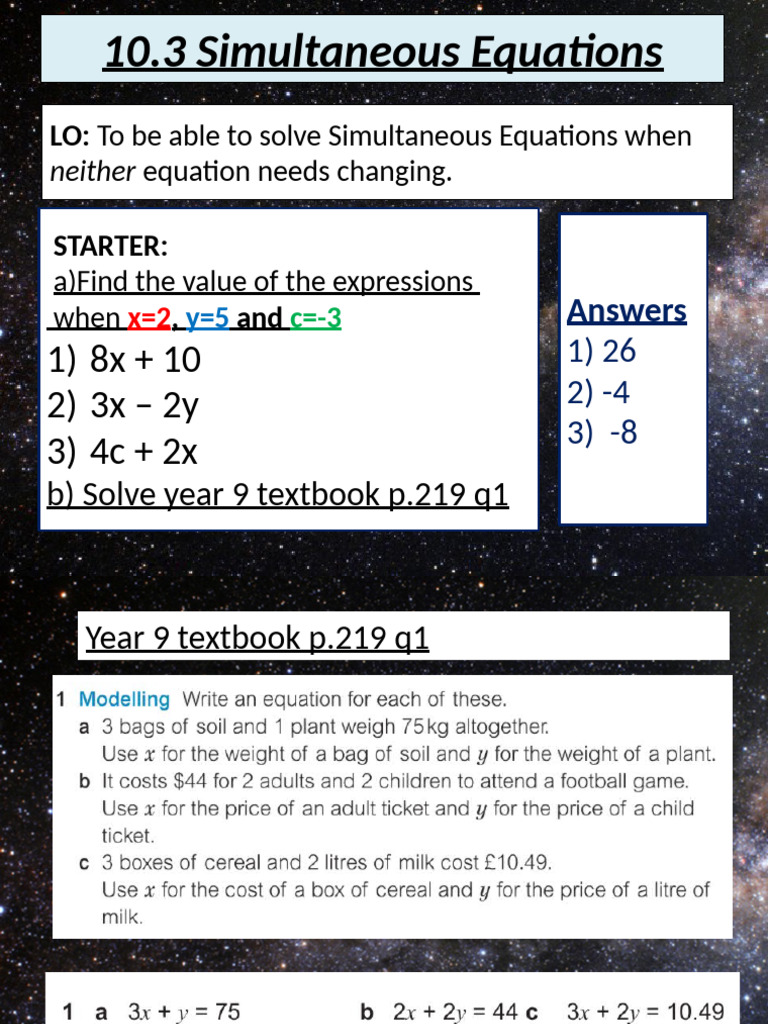 L42 L43 L44 Solving Simultaneous Equation 2 Lessons | PDF | Equations ...