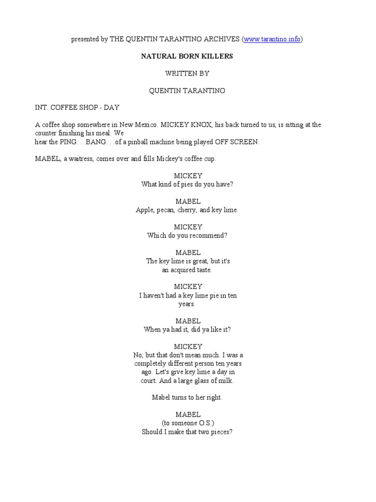 Script Natural Born Killers | PDF | Prison | Leisure