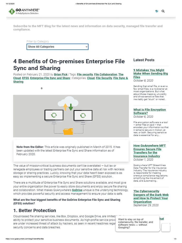 4 Benefits of On-Premises Enterprise File Sync and Sharing | PDF ...