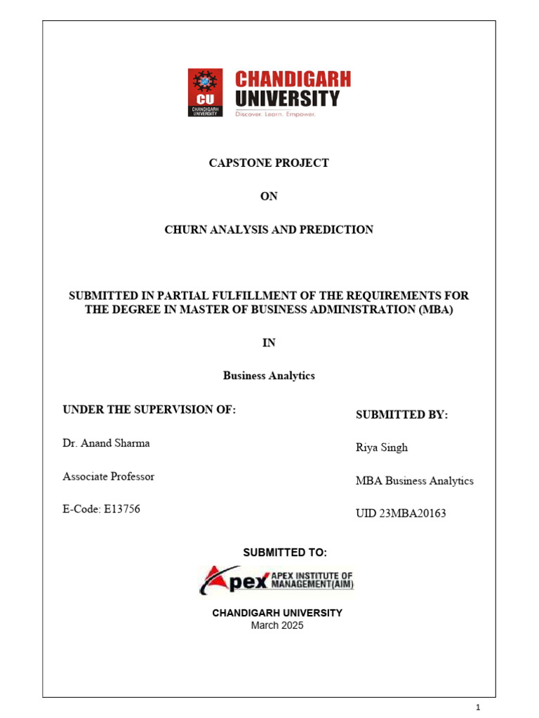 23MBA20163 Capstone Project | PDF | Support Vector Machine | Machine Learning