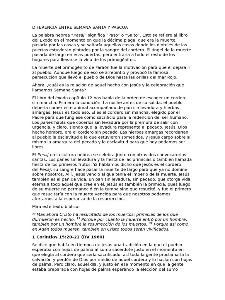 Diferencia Entre Semana Santa y Pascua | PDF | Pascua | Jesús