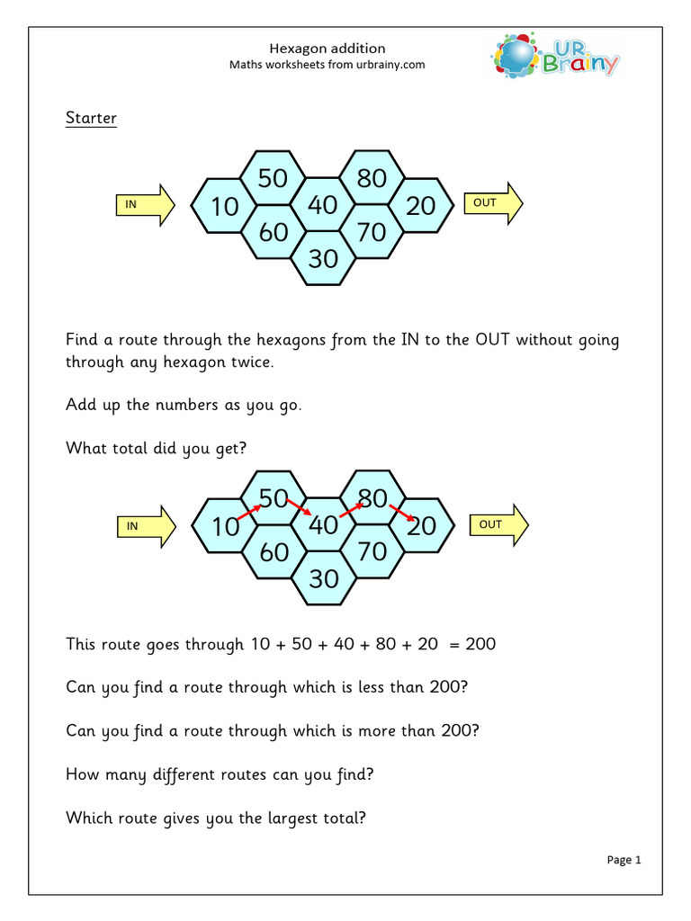 Hexagon Adding Tens Challenge | PDF | Mathematics