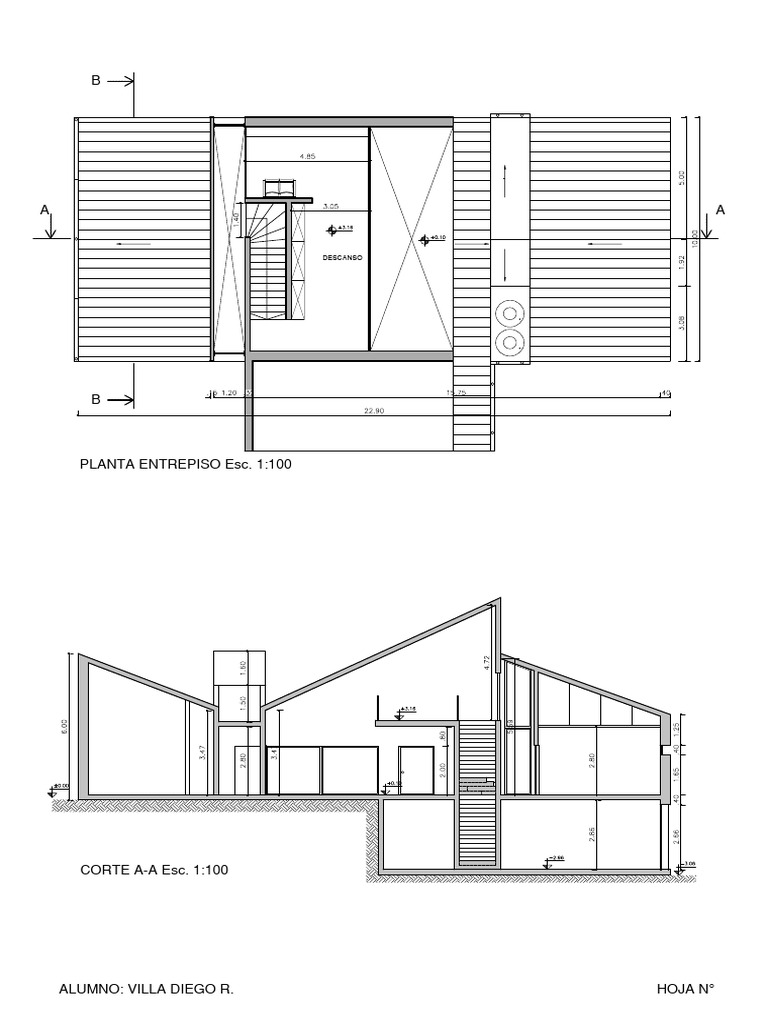 2 - Plano Arquitectura 2 - Entrepiso y Corte A-A | PDF