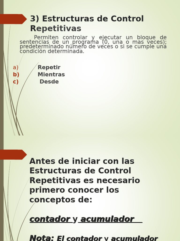 Estructuras de Control Repetitivas | PDF | Flujo de control ...