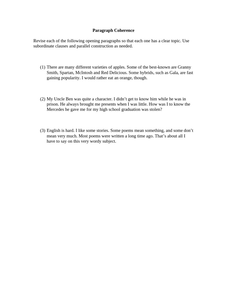 English Grammar-Paragraph Coherence | PDF