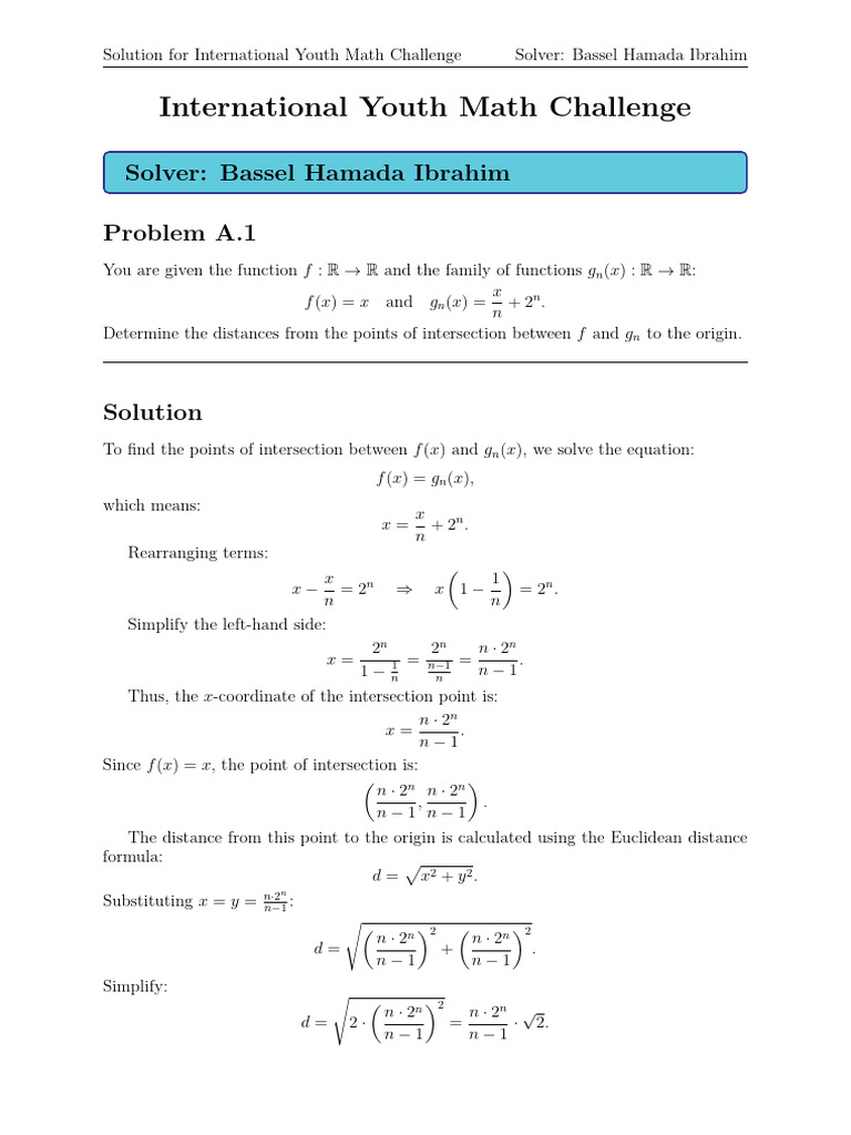 Bassel Hamada Ibrahim IYMC Pre Final | PDF | Elementary Mathematics | Mathematical Analysis