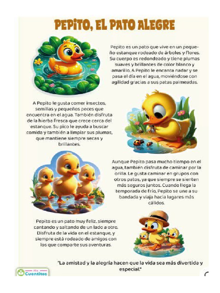 Cuento Pepito El Patito Alegre | PDF