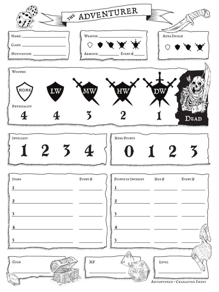 Adventurer's Game Menu & Character Sheets | PDF | Role Playing Games