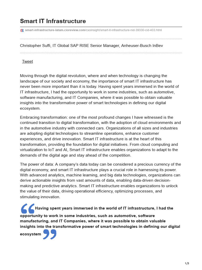 Smart IT Infrastructure | PDF | Infrastructure | Sustainability