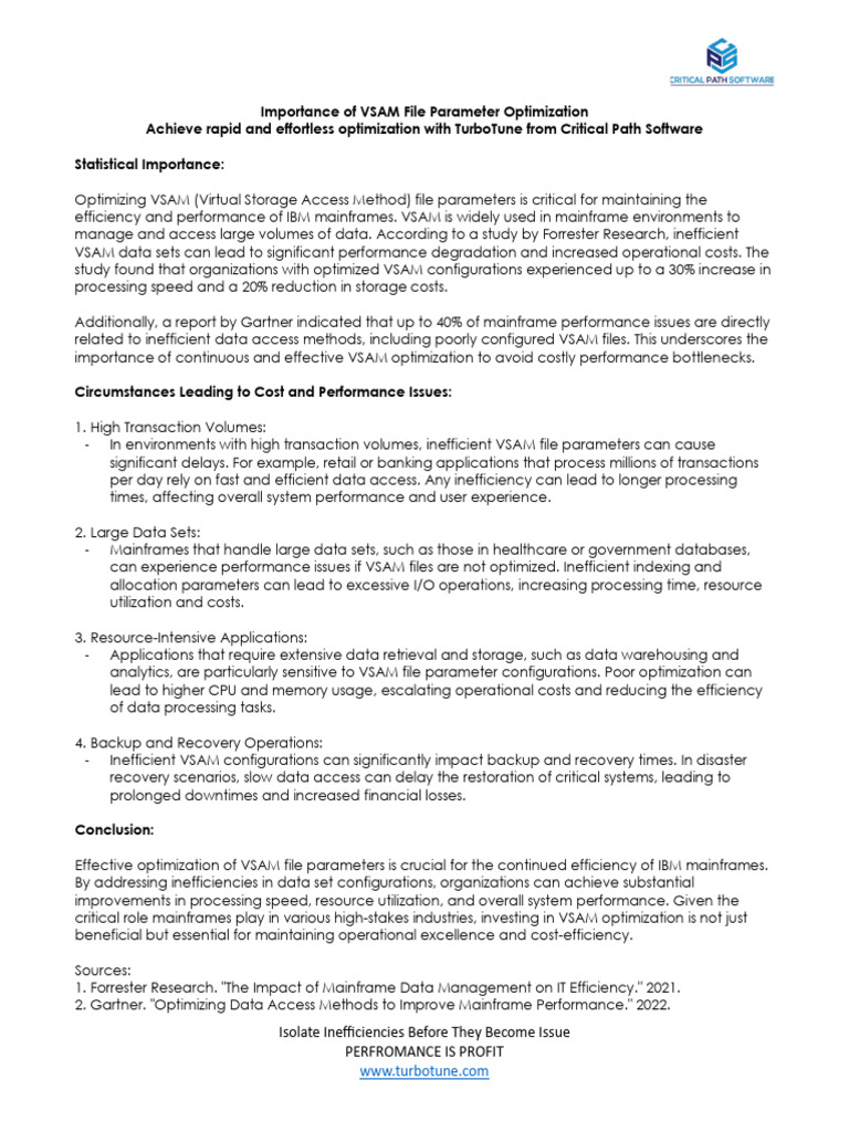 Importance of VSAM File Parameter Optimization | PDF | Mainframe Computer | Program Optimization