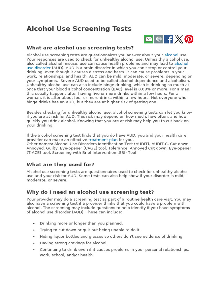 En-Alcohol Use Screening Tests | PDF | Alcoholism | Clinical Medicine