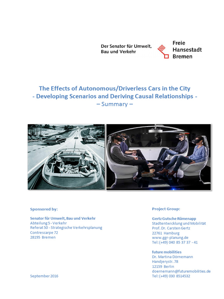 Effects of Autonomous Cars in The City Summary | PDF | Parking | Transport