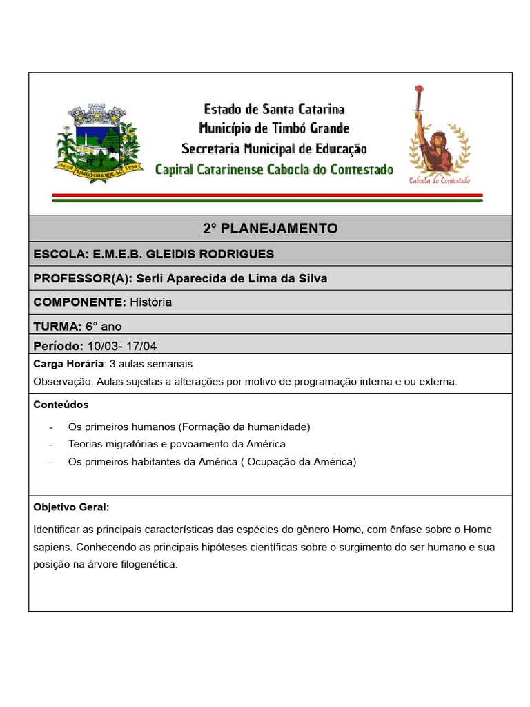 SERLI HIS- 6º ANO GLEIDIS | PDF | Humano | Science