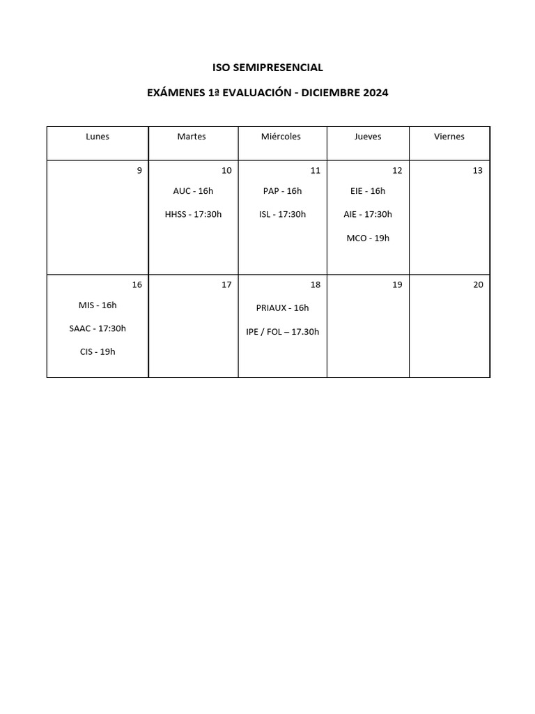 Exámenes Iso Semi 1 Eval | PDF