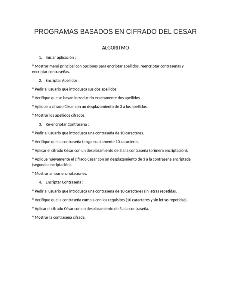 Programas Basados en Cifrado Del Cesar | PDF | Cifrado | Contraseña