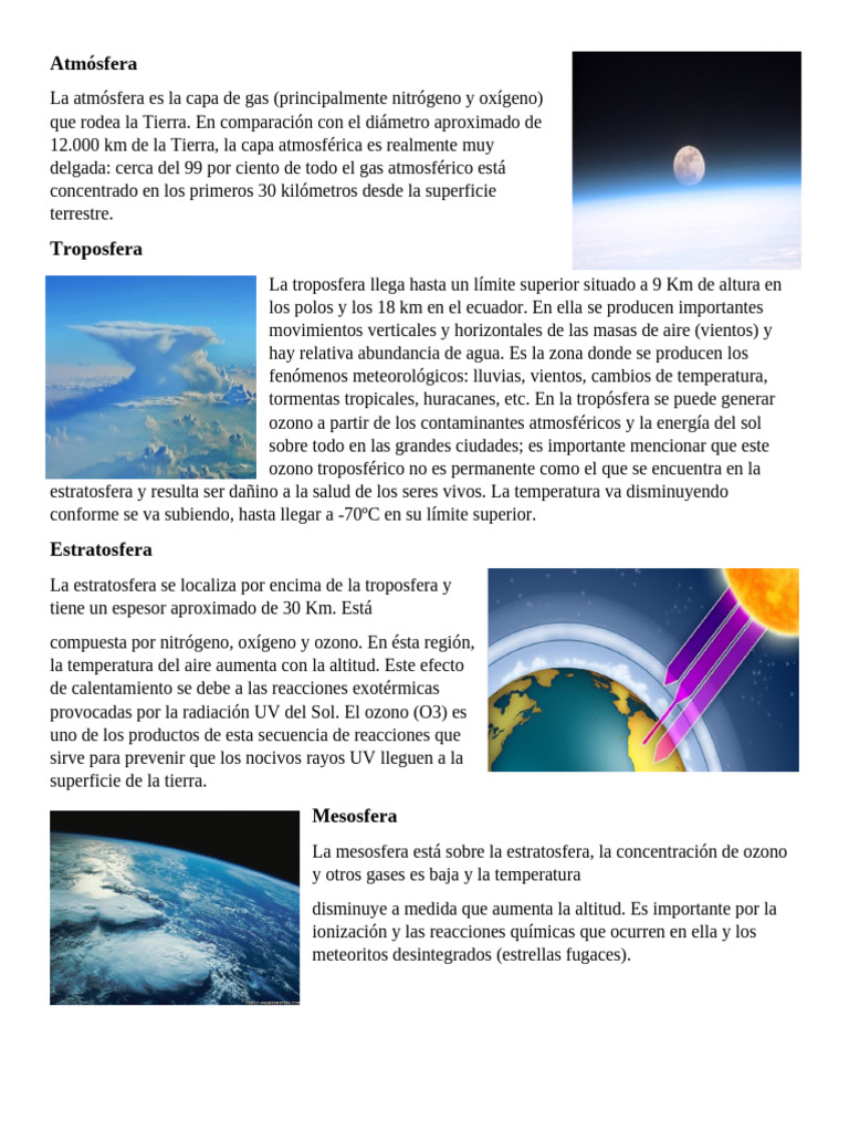 Capas de la Atmósfera Terrestre | PDF | Atmósfera | Atmósfera de tierra