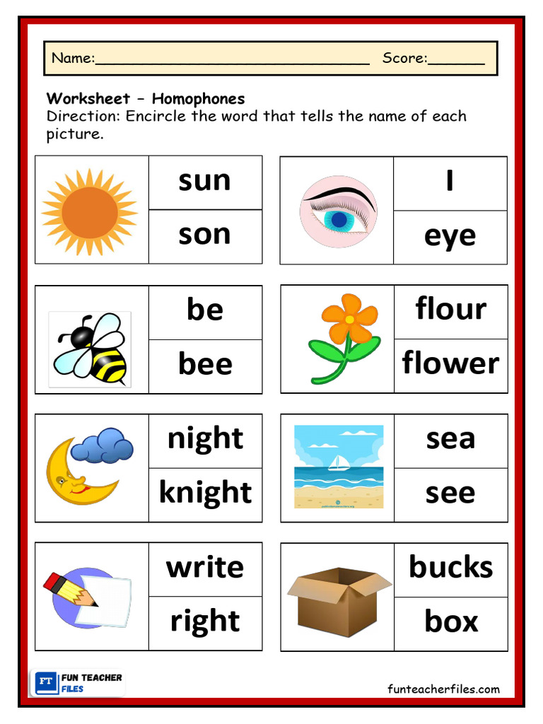 Homophone Worksheets | PDF