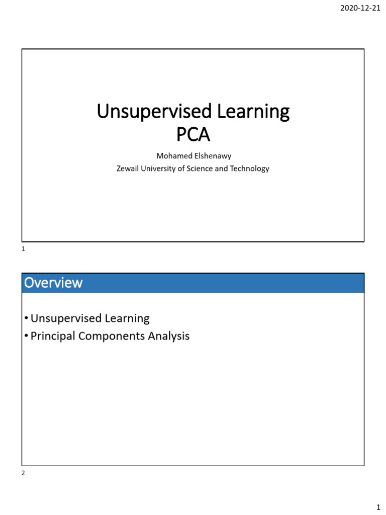 Understanding PCA in Unsupervised Learning | PDF | Principal Component Analysis | Behavior ...