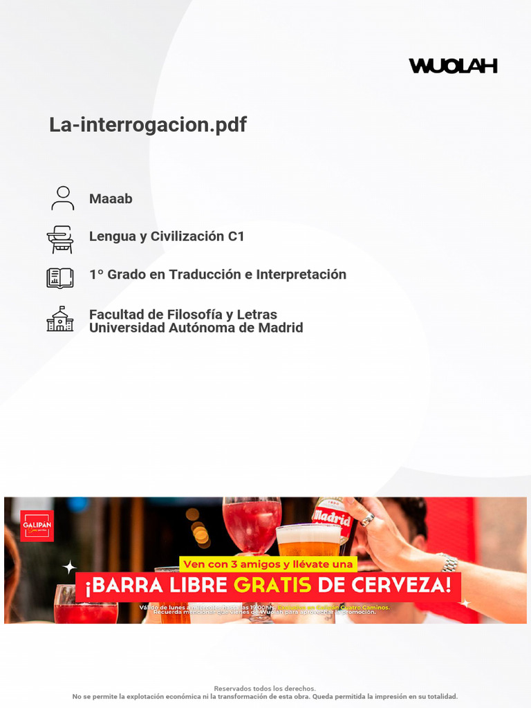 Wuolah Free La Interrogacion | PDF | Sintaxis | Gramática