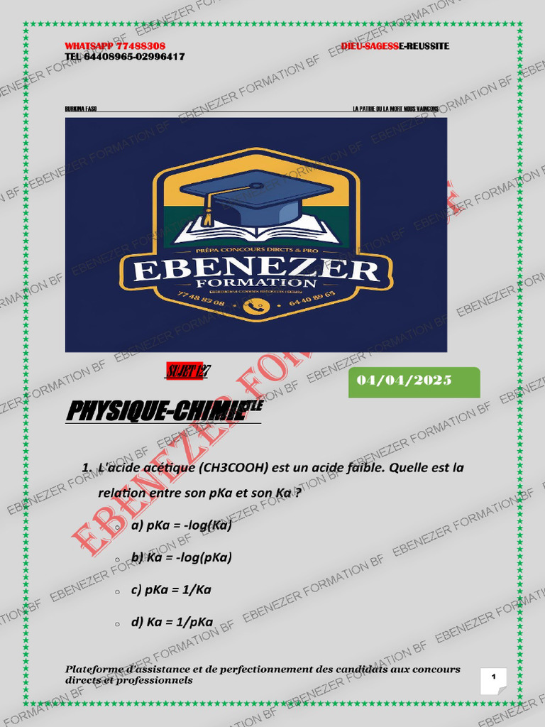 Ebenezer Formation Sujet 127 | PDF