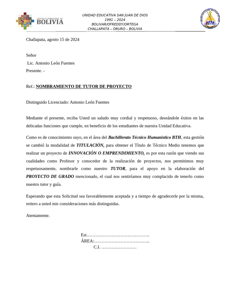 Carta Nombramiento Tutor Lic.leon | PDF