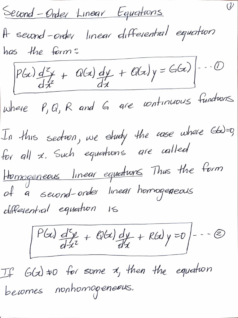 Second Order Linear Differential Equations Pdf