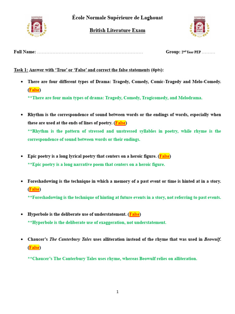 British Literature Exam Guide | PDF | Poetry