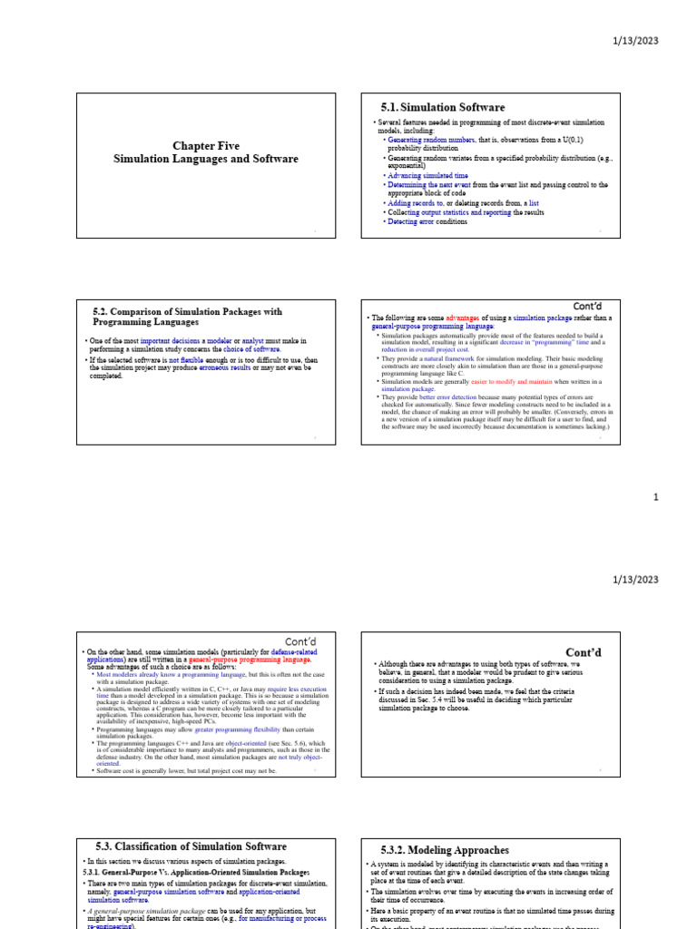 Simulation & Modeling - CH5 - Simulation Software | PDF | Probability Distribution | Simulation