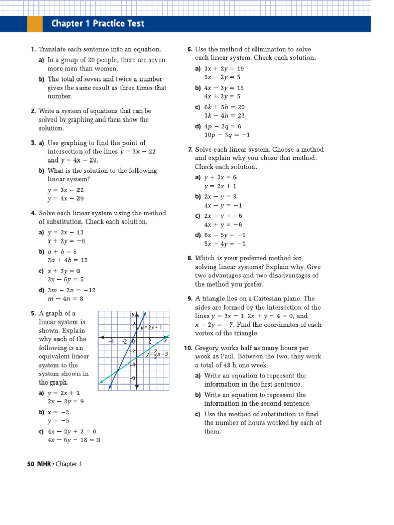 Linear Equation Practice Test 1 | PDF