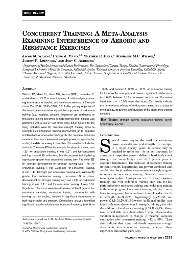 Concurrent Training Interference Analysis | PDF | Strength Training ...