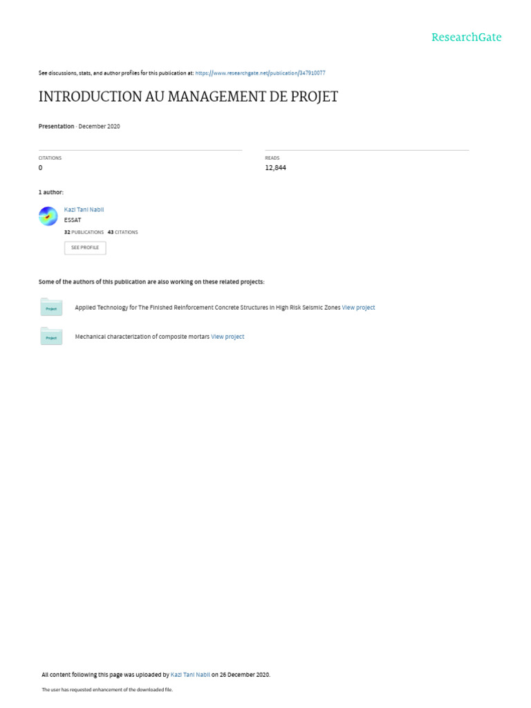 Introduction au Management de Projet | PDF | Gestion de projet | Business