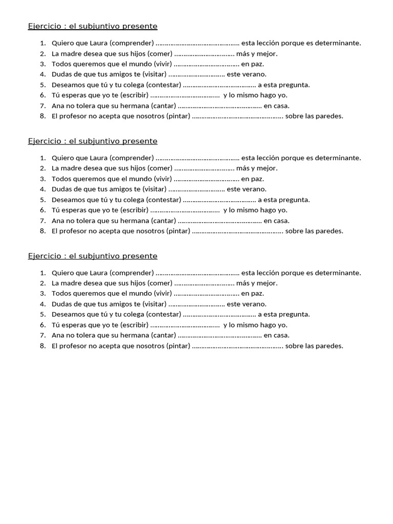 Fiche Subj PRST Et Exo | PDF