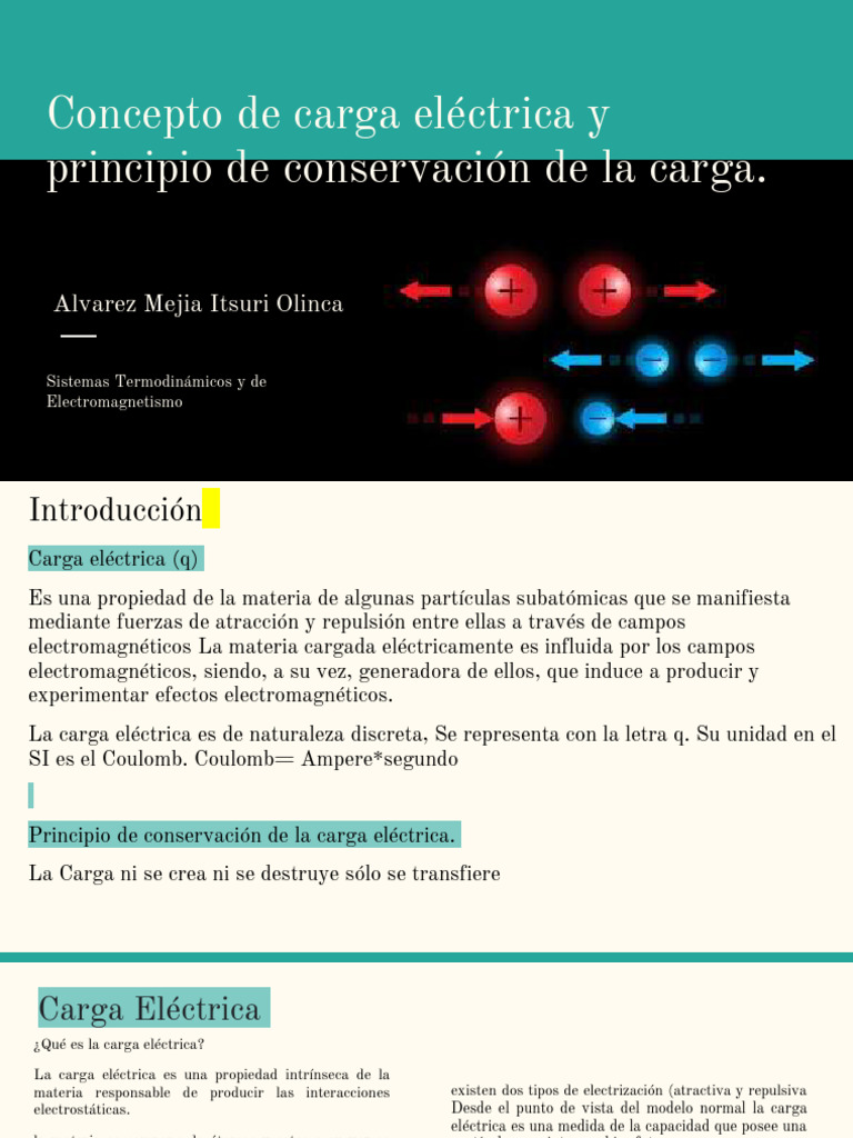 Concepto de Carga Eléctrica y Principio de Conservación de La Carga. | PDF | Carga eléctrica ...
