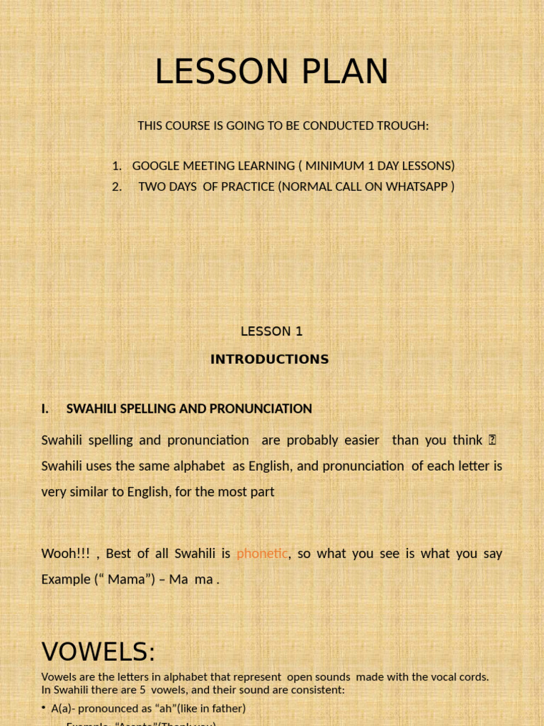 Swahili Lessons (Autosaved) | PDF