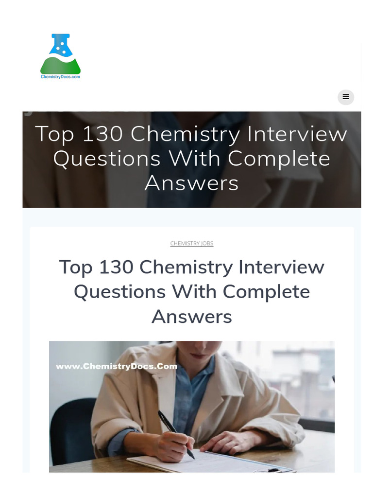 Chemistrydocs Com Top 130 Chemistry Interview Questions With Complete ...