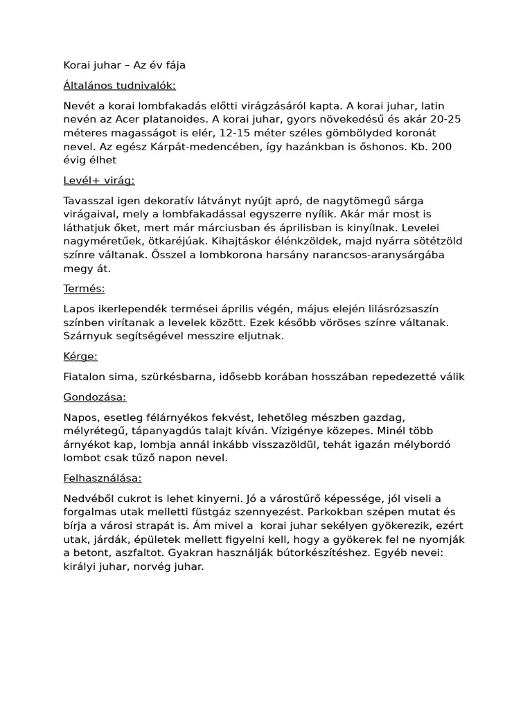 Korai Juhar | PDF