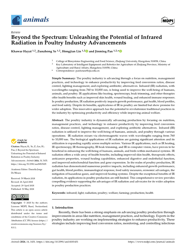 animals-14-01431-v2 | PDF | Infrared | Cell Biology