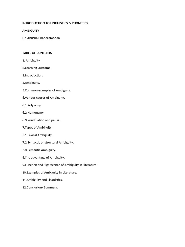 INTRODUCTION TO LINGUISTICS | PDF | Ambiguity | Semantics
