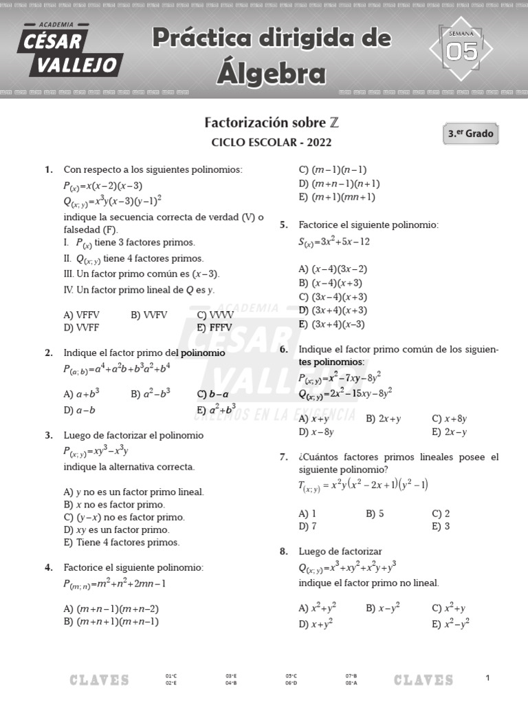 X 3º Esc Diri Sem5 | PDF | Álgebra | Matemáticas