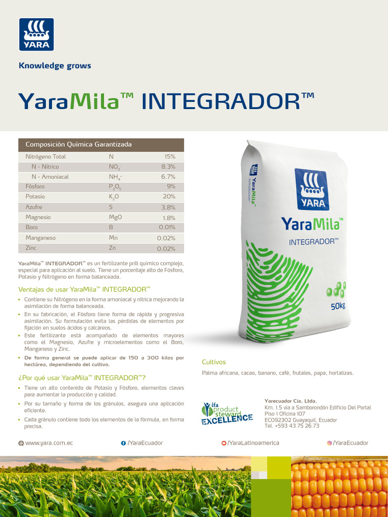 Yaramila Integrador Ficha Tecnica | PDF | Fertilizante | Átomos