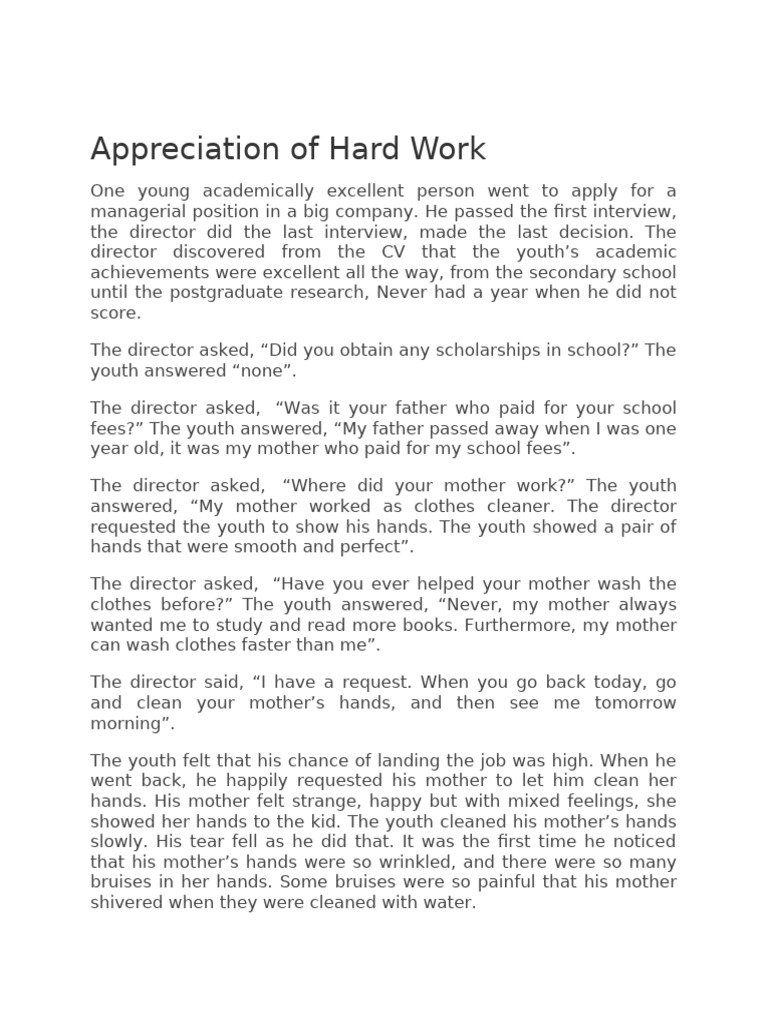 Appreciation of Hard Work | PDF