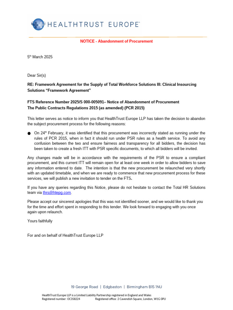 Notice of Procurement Abandonment | PDF