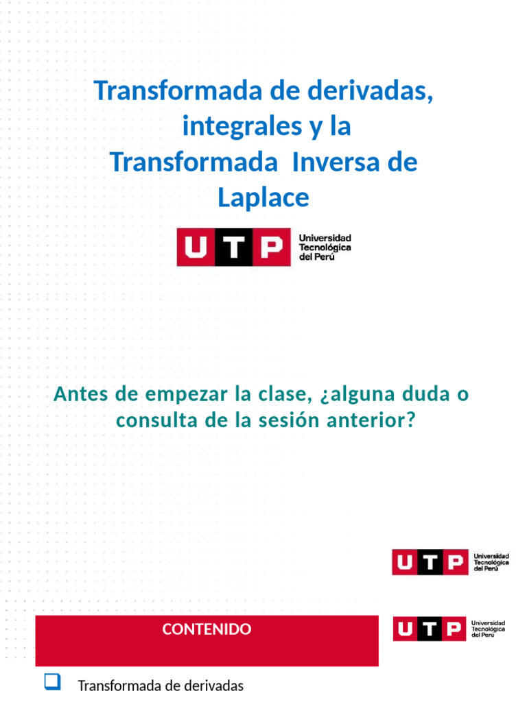 S12 - s1 - Transformada de Derivadas, Integrales y La Transformada Inversa de Laplace | PDF ...