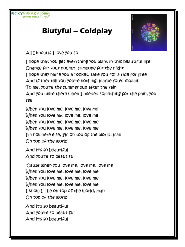 Biutyful Cold Play Lyrics | PDF
