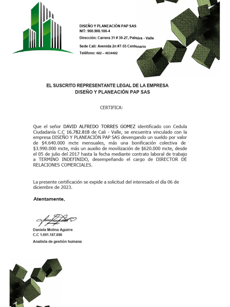 Carta Laboral Empleado | PDF