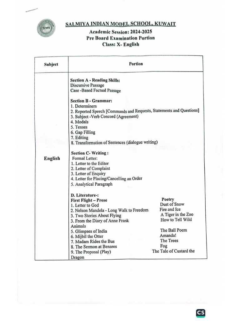 Pre-Board Examination Class X | PDF
